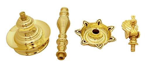 10 Inch Tall - 7 Faced Antique Brass Diya with Peacock / Mayur Design ...