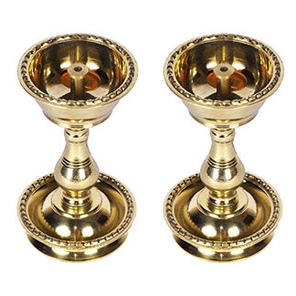 11.5cm x 6.5cm Pure Brass Heavy Udupi Nanda Diya (Set of 2) – Mangal ...