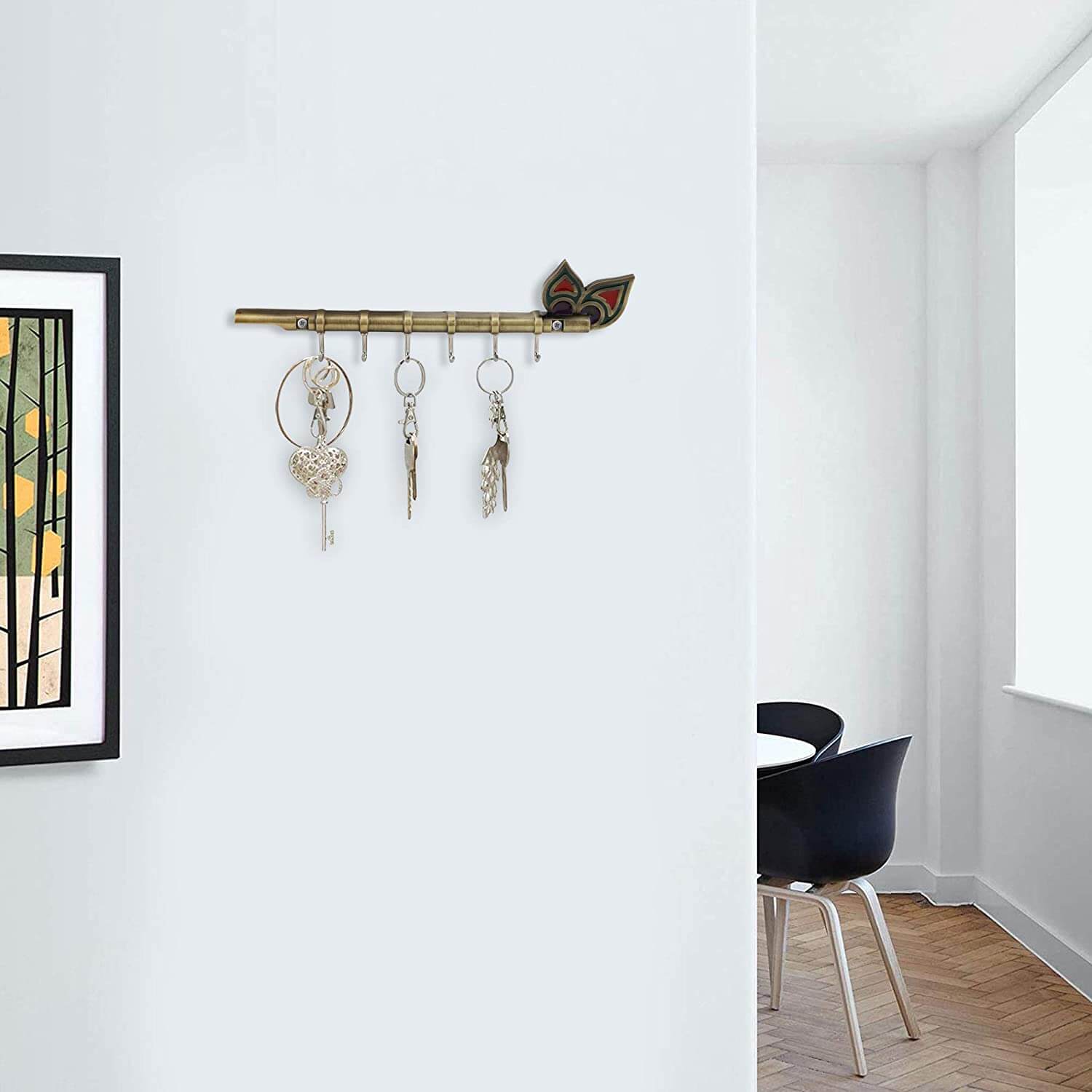 Bansuri Antique Key Holder for Wall - 6 Pin Key Hanging Hooks Rail ...