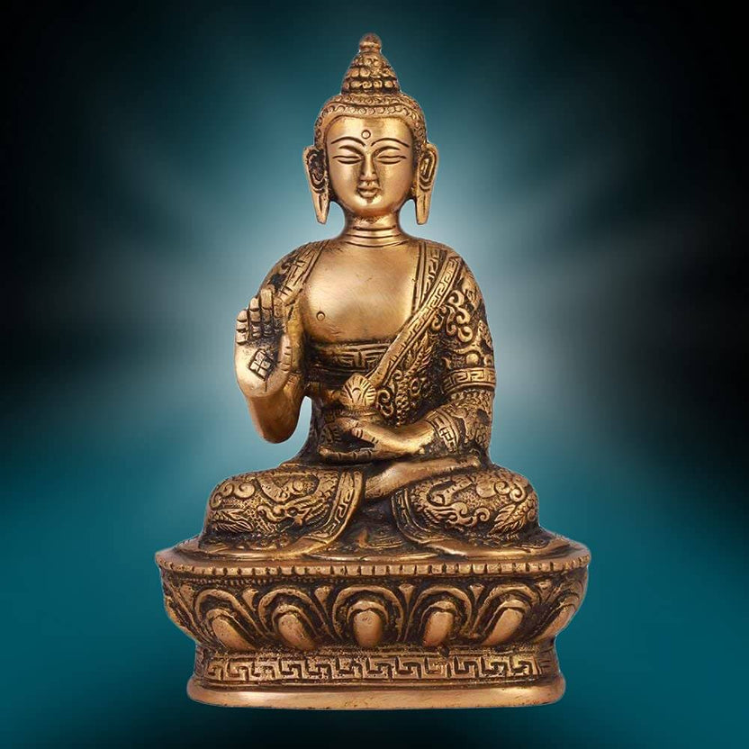 Brass Buddha Idol Hand Crafted Life Story Statue, Fine Carving Religio ...