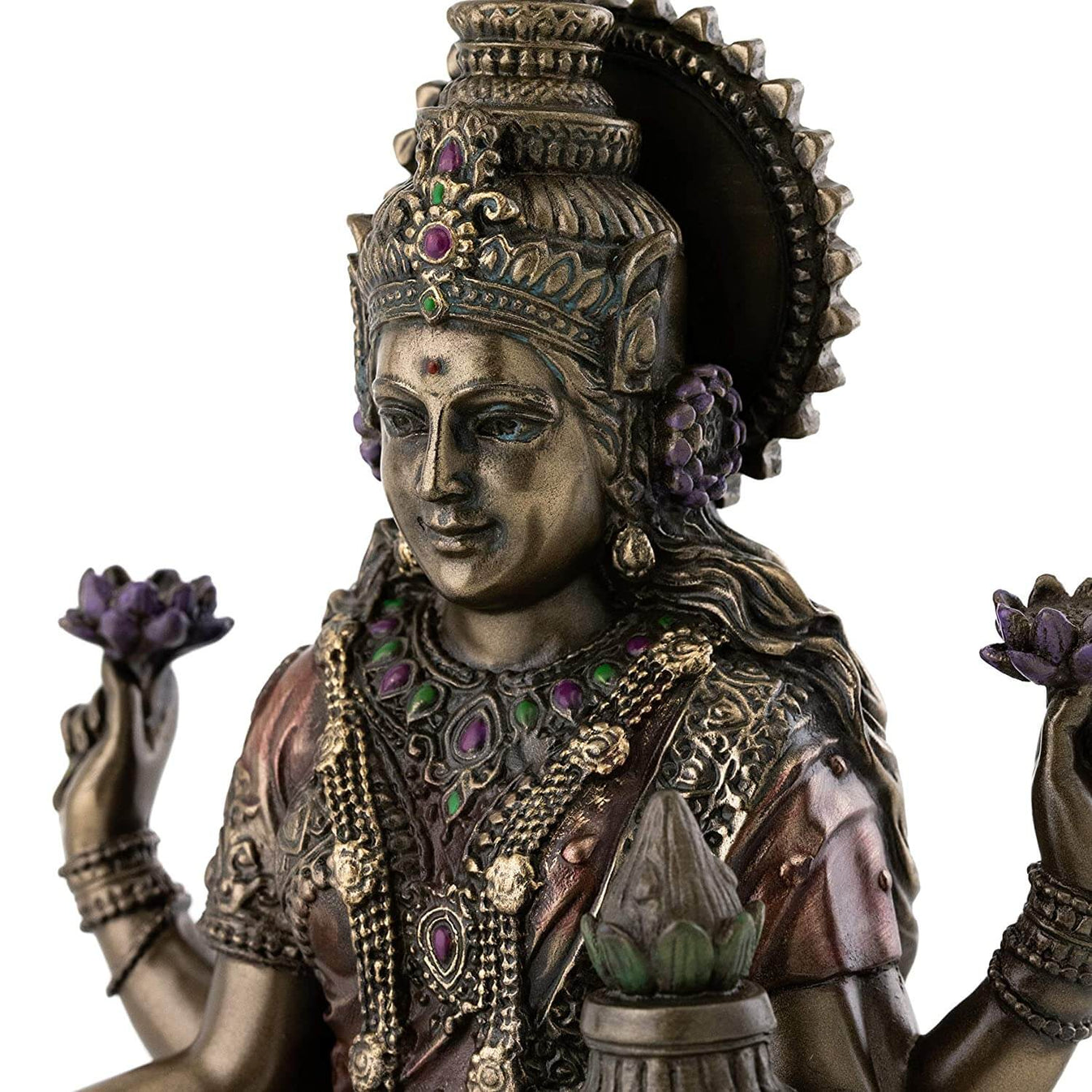 Bronze Lakshmi Statue Seated on Lotus Platform - Goddess of Wealth, Pr ...