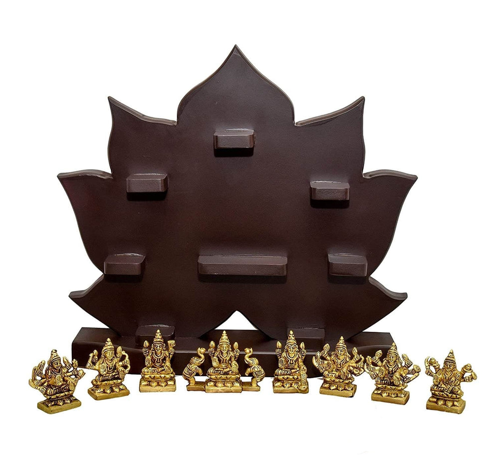 Goddess Ashtalakshmi Set with Wooden Table Frame for Pooja Mandir Temp ...