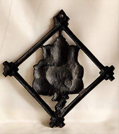 Metal Lord Ganesha Square Frame Wall Hanging Showpiece for Entrance Do ...