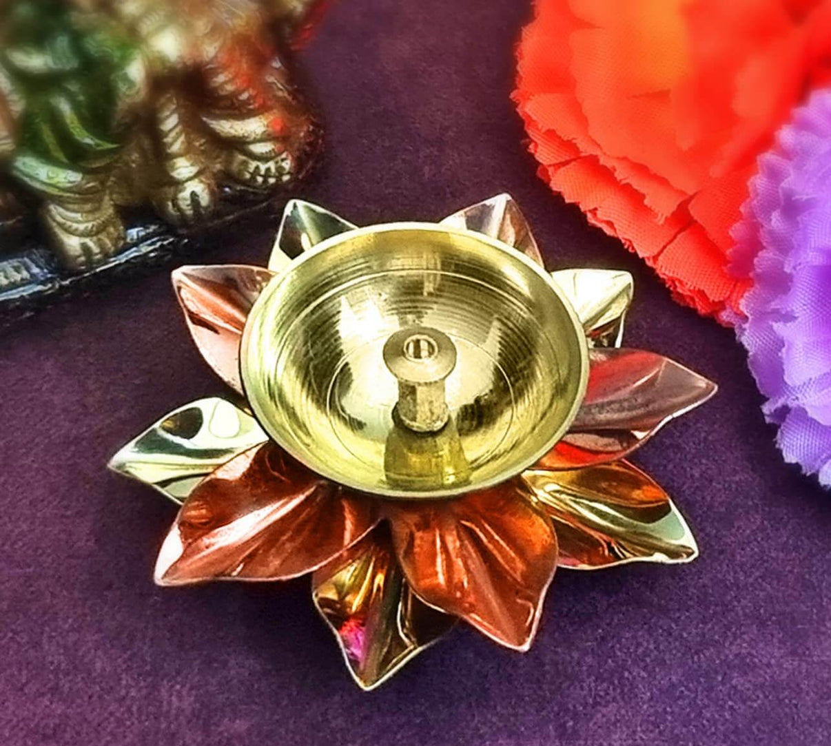 Pack of 6 - Small Brass Copper Lotus Flower Petals Kamal Shape Metal A ...